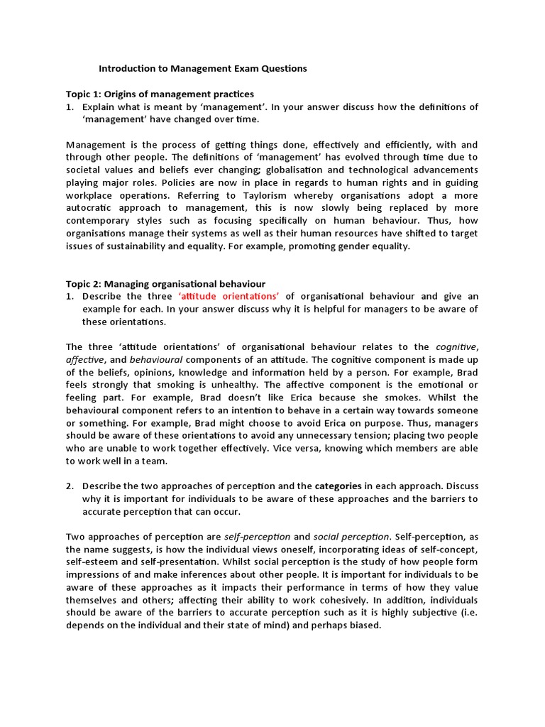 Introduction To Management Exam Question | PDF | Corporate Social ...