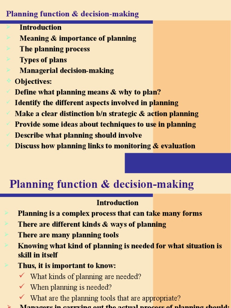 Planning Function & Decision-Making | PDF | Planning | Decision Making