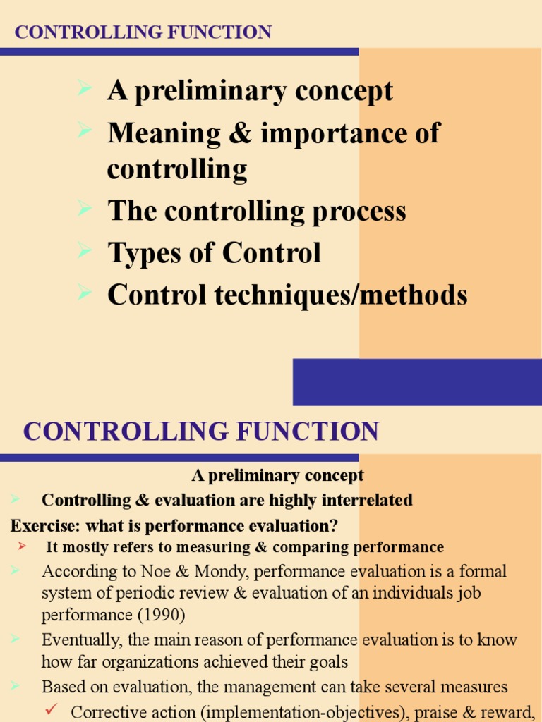 A Preliminary Concept Meaning & Importance of Controlling The ...