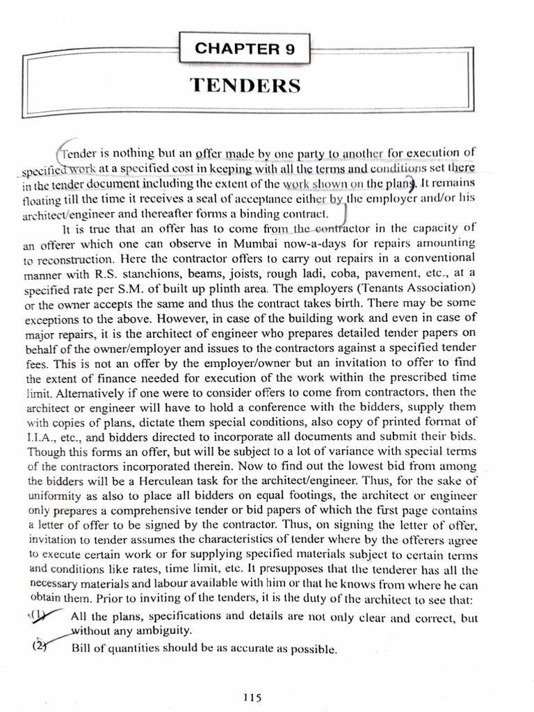Tender Notes | PDF | Architect | General Contractor