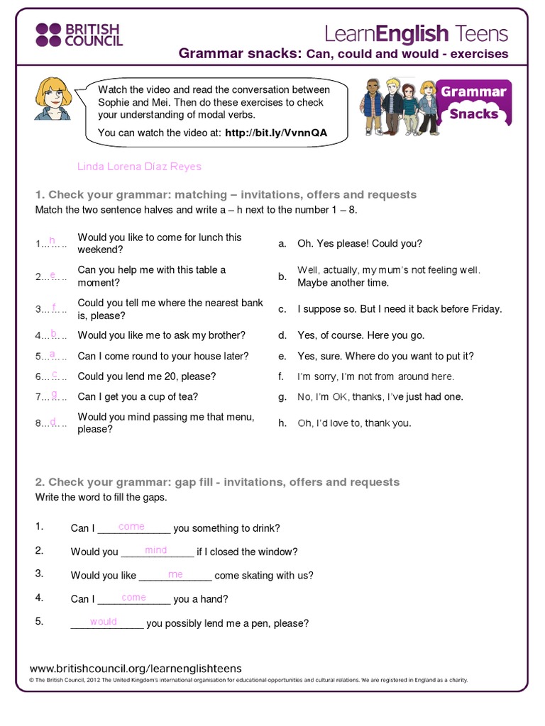 Grammar Snacks:: 1. Check Your Grammar: Matching - Invitations, Offers ...