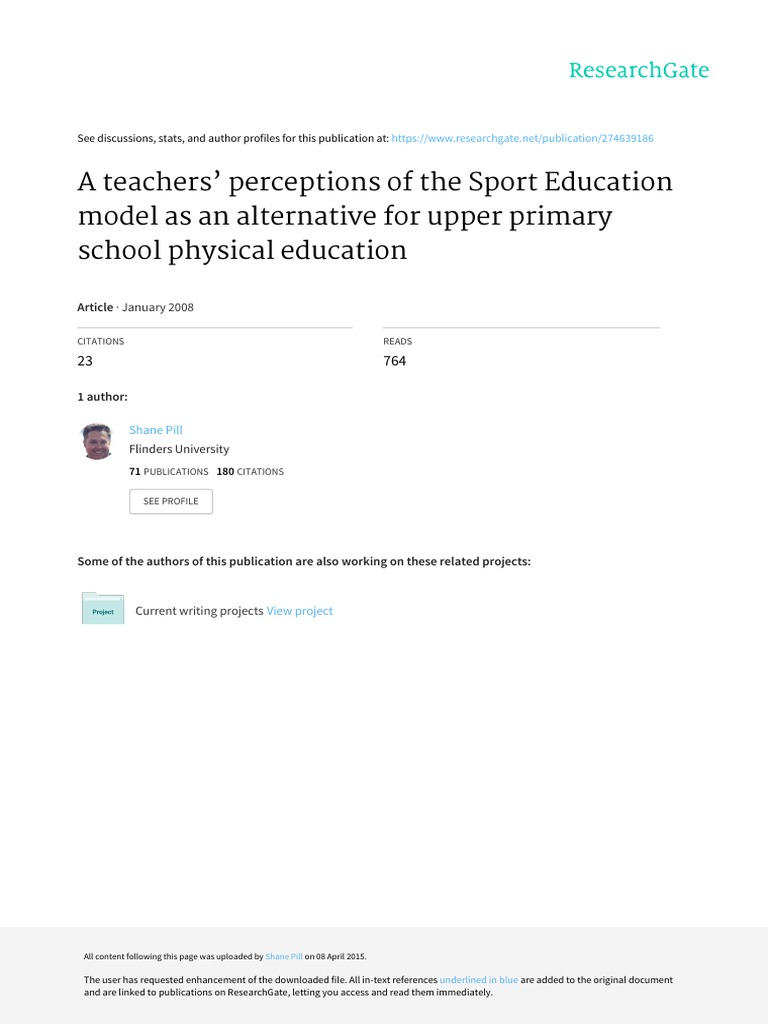 A Teacher's Insights: Implementing the Sport Education Model in Upper ...