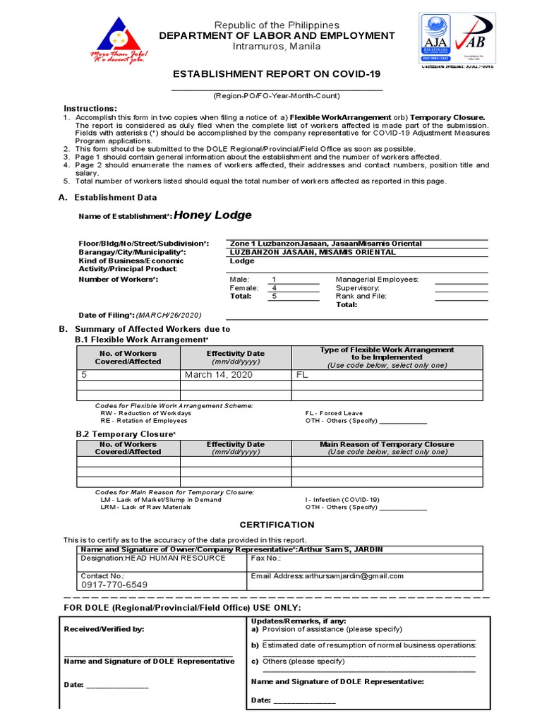 ER COVID19 Monitoring Form - Ver2 | PDF | Employment | Labor