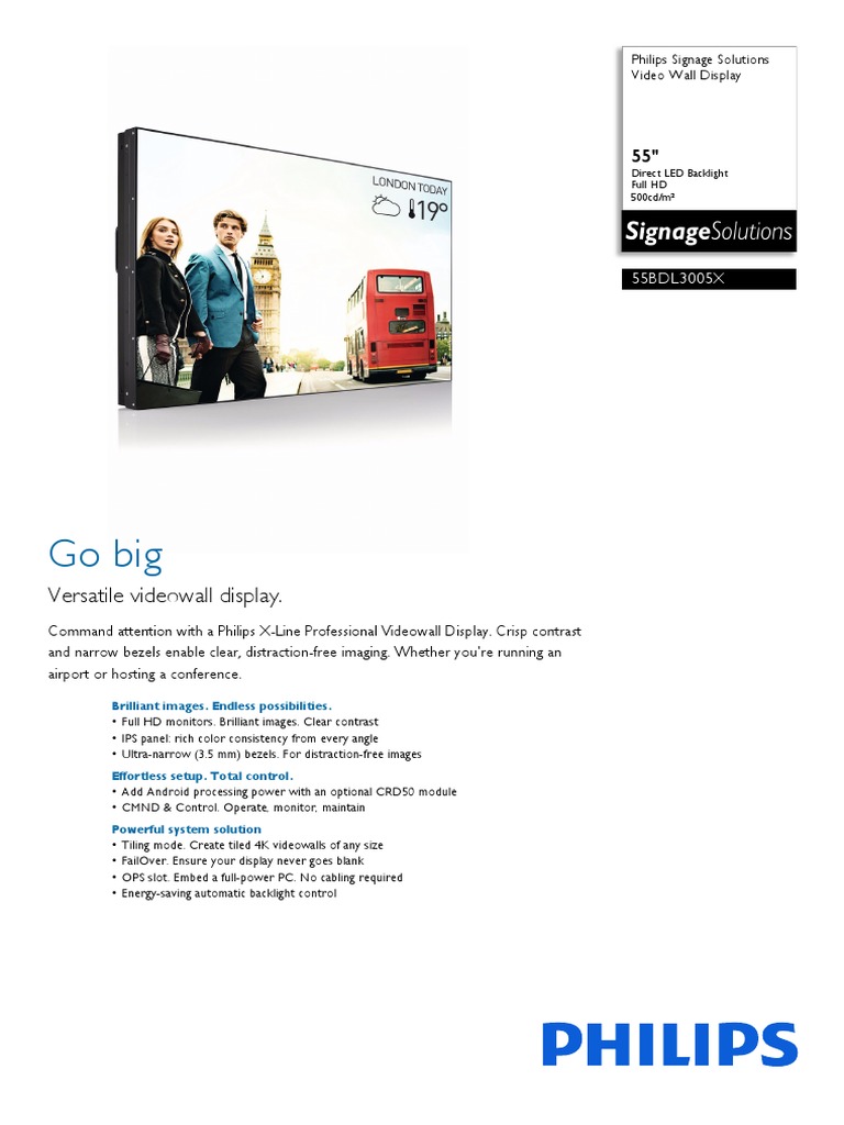 55BDL3005X - 00 Philips Video Wall Display | PDF | Media Formats ...