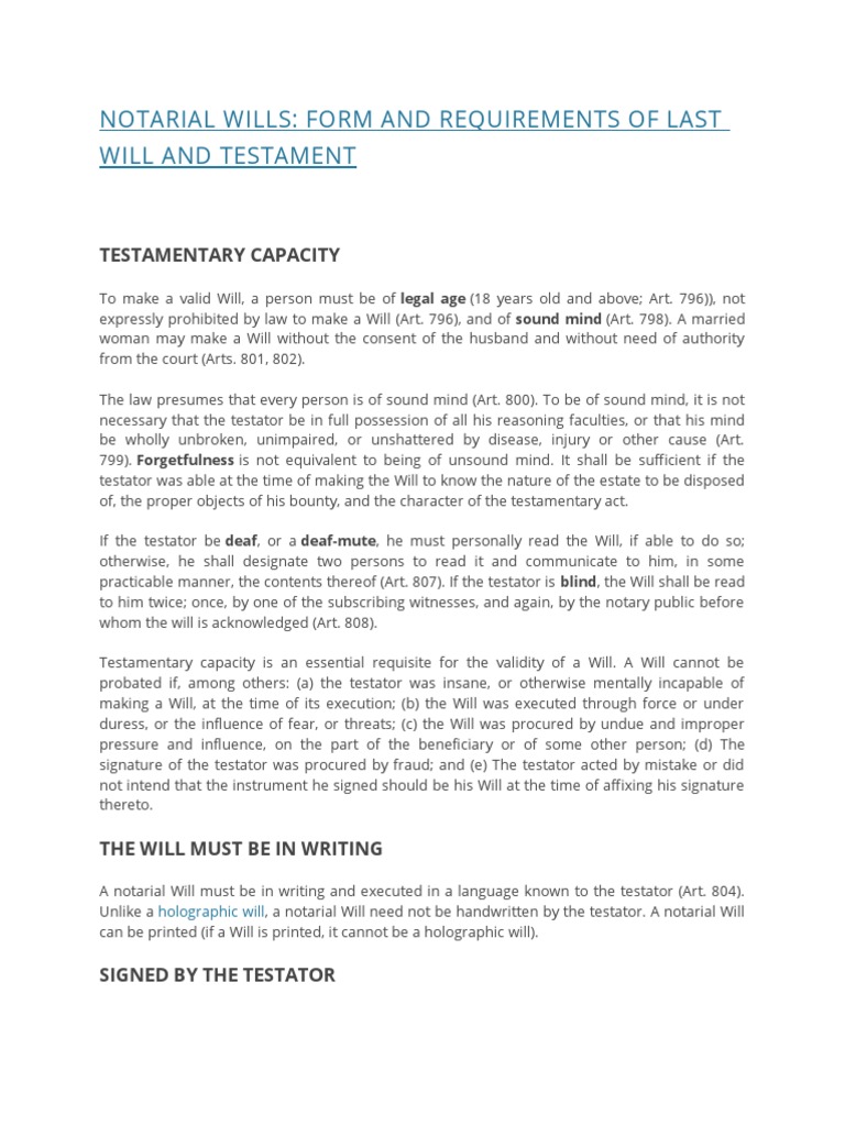 Notarial Wills (Forms and Reqt) | PDF
