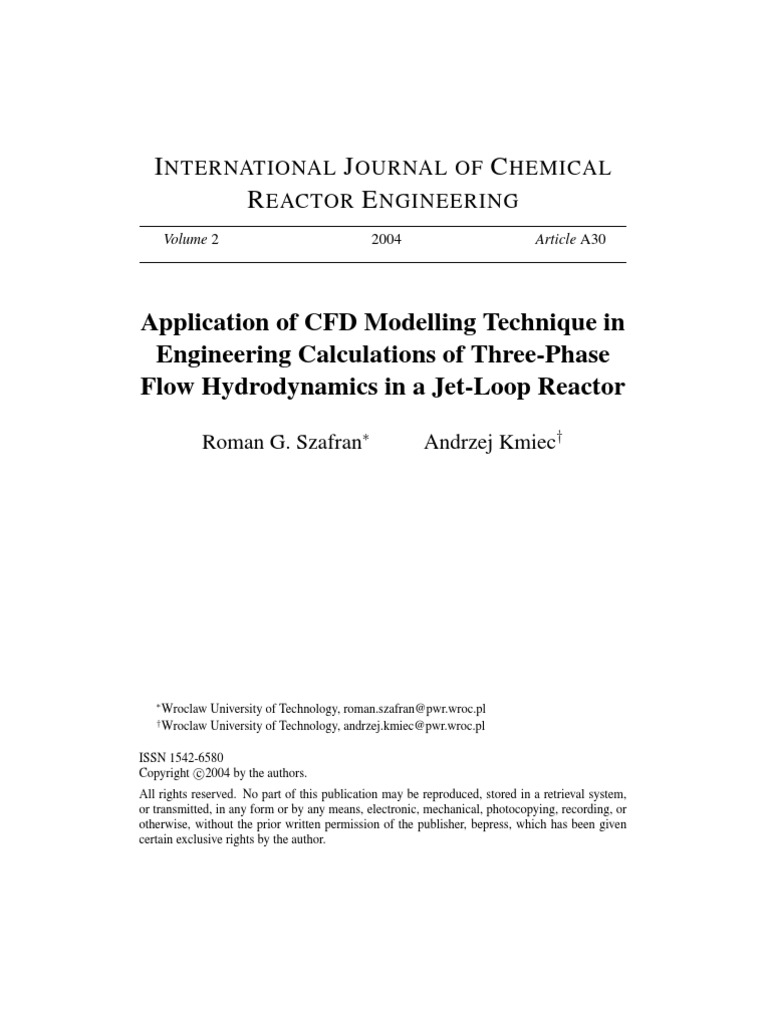 CFD Modelling of A Jet-Loop Reactor | PDF | Computational Fluid ...