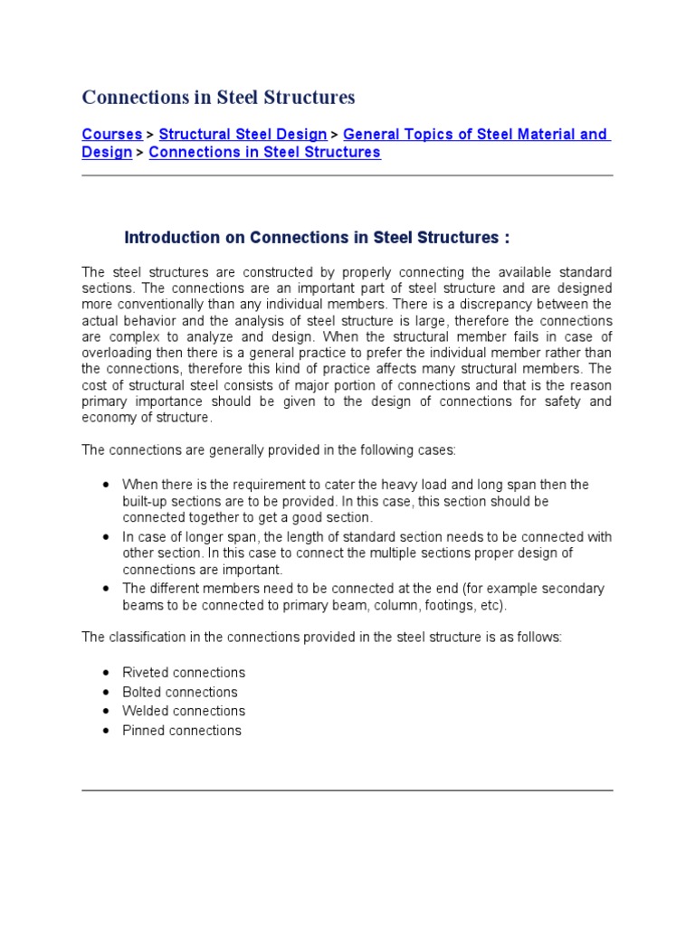 Connections in Steel Structures Overview | PDF | Rivet | Nut (Hardware)