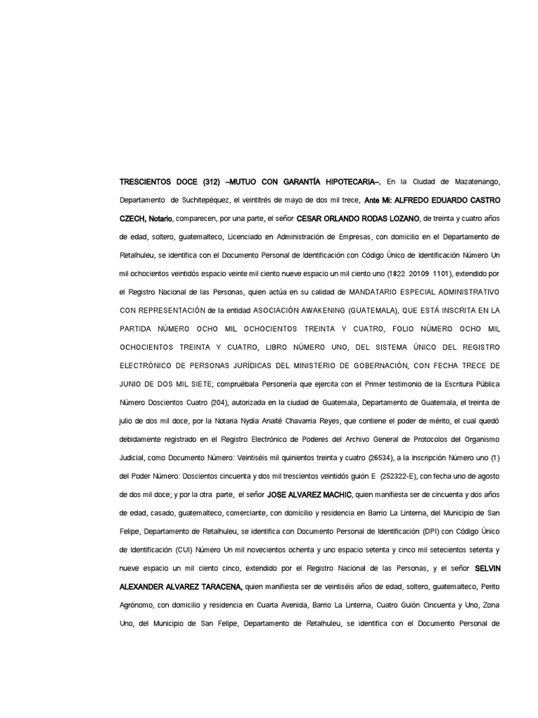 312 MUTUO HIPOTECARIO AWAKENING (Jose Alvarez Machic y Selvin Alexander ...
