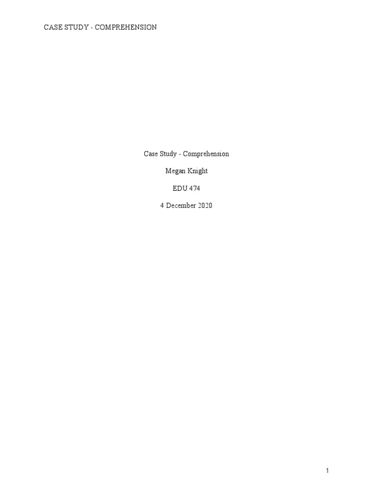Case Study-Comprehension | PDF | Reading Comprehension | Question
