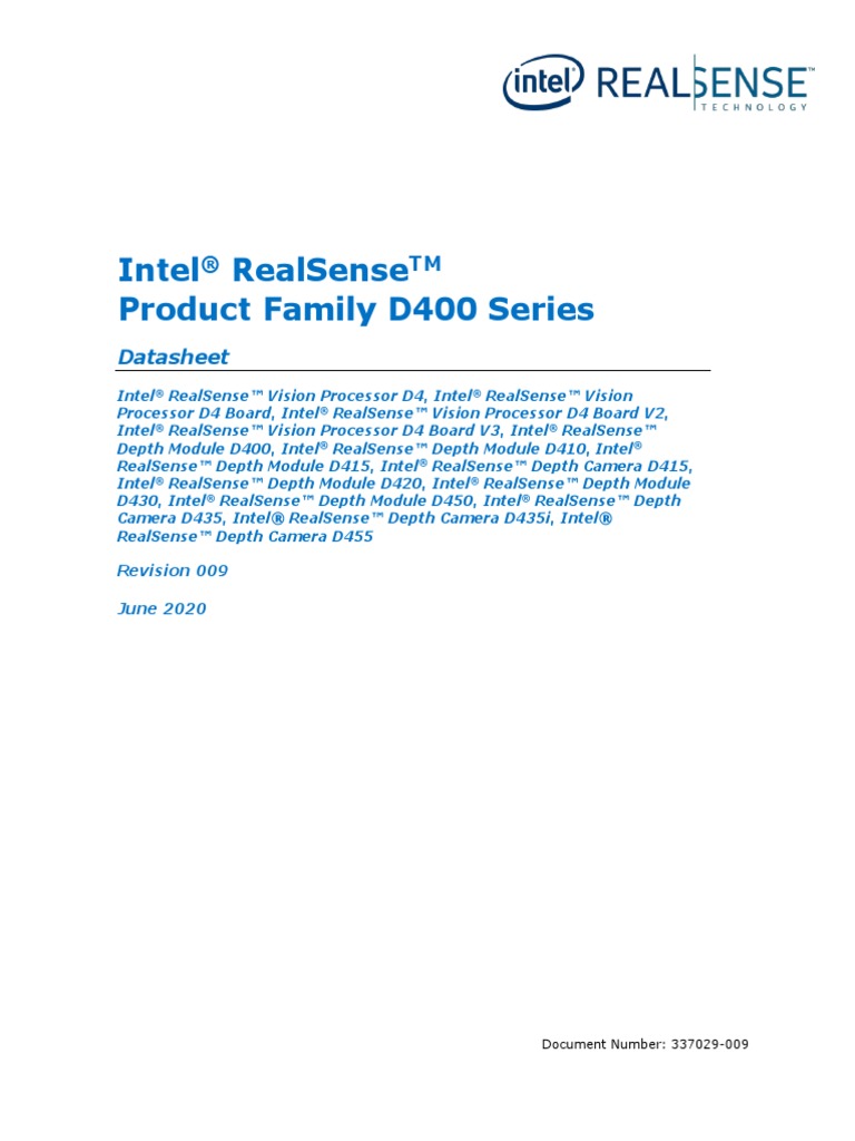 Intel RealSense D400 Series Datasheet June 2020 PDF | PDF | Usb ...
