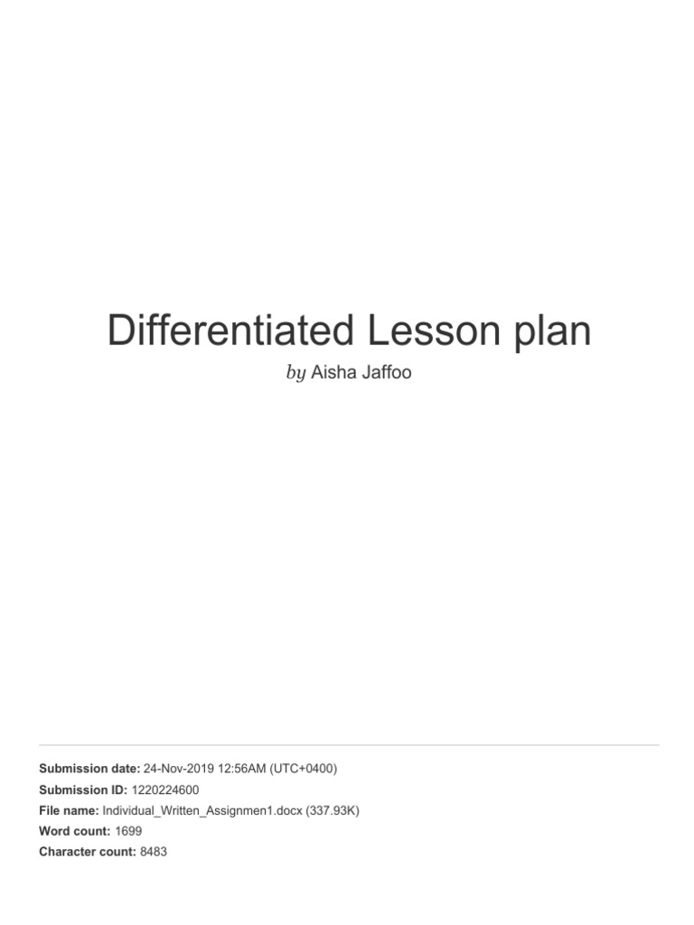 Differentiated Lesson Plan Overview | PDF