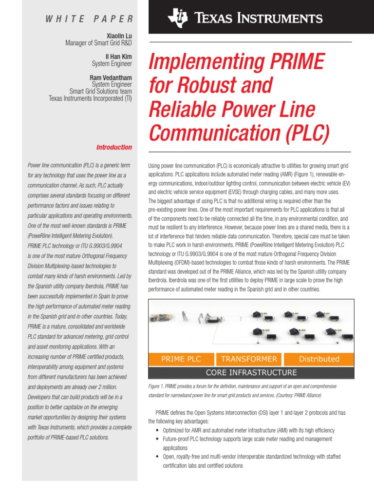 Implementing PRIME For Robust and Reliable Power Line Communication ...