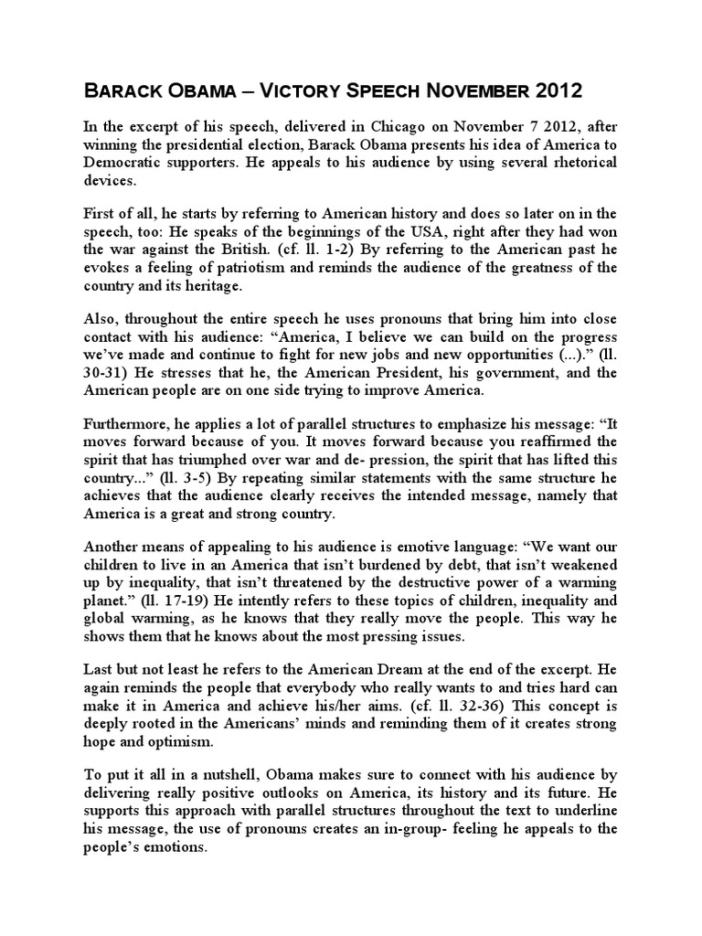 BARACK OBAMA Speech Analysis | Download Free PDF | Barack Obama | The ...