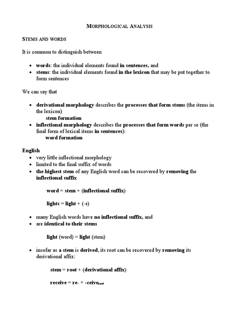 Morphological Analysis | PDF | Morphology (Linguistics) | Lexicon
