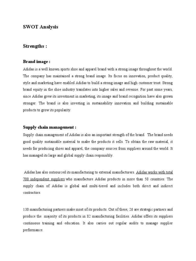 Swot Analysis Ads | PDF | Adidas | E Commerce