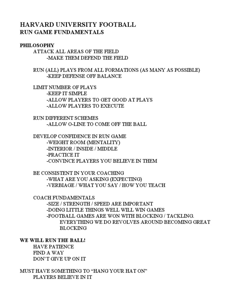 Run Game Fundamentals | PDF | Foot | Football Codes