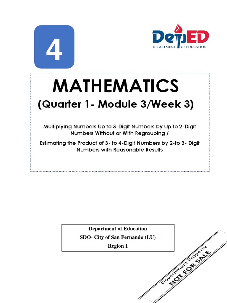 Math 4 Q1 W3 Lesson 1 PDF | PDF | Multiplication | Behavior Modification