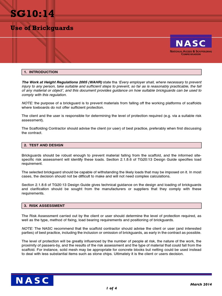 Brickguard Safety Guide for Scaffolding | PDF | Scaffolding | Risk ...