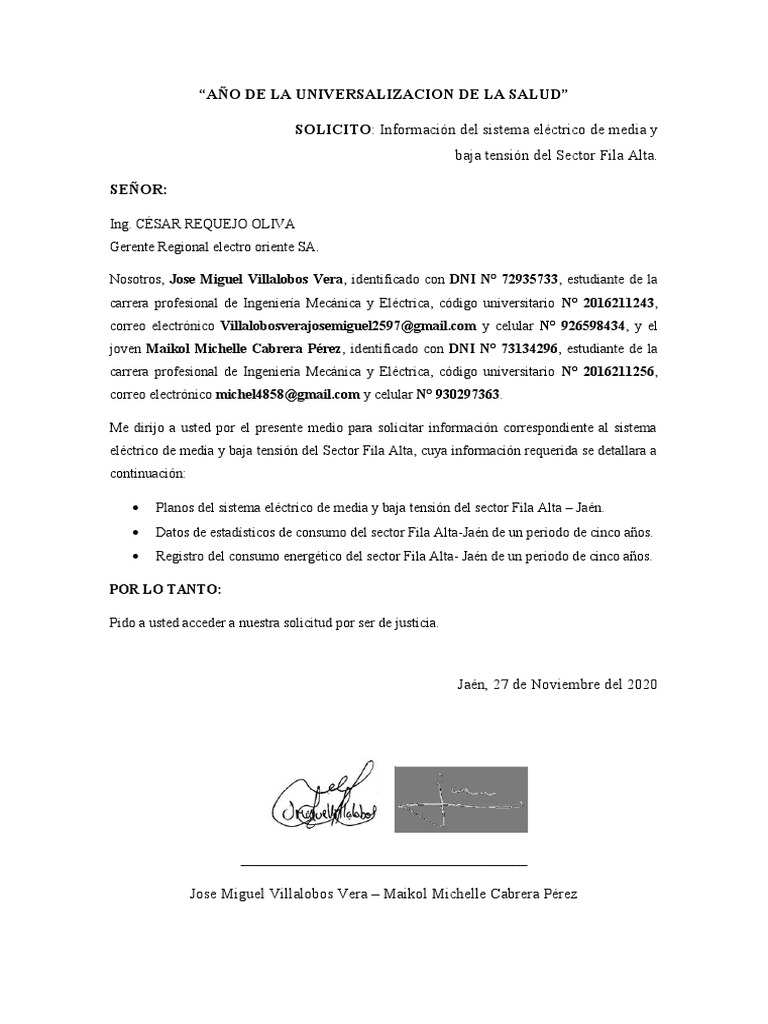 Solicitud para Electro Oriente | PDF