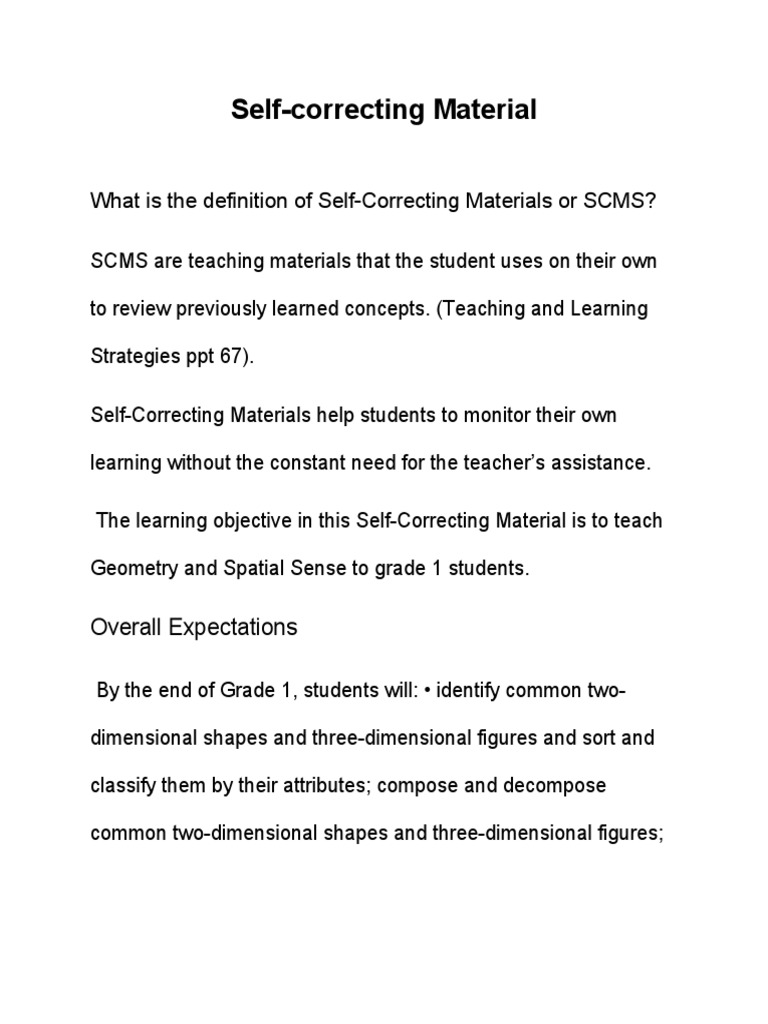 Self Correcting Material | PDF | Shape | Behavior Modification