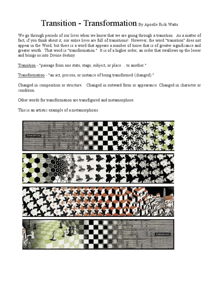 Understanding Transformation vs. Transition | PDF | Satan | Epistle To ...
