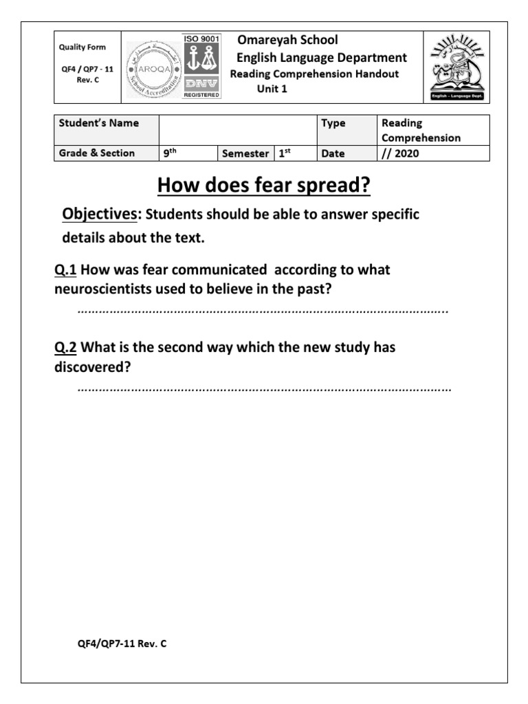 Reading Comprehension Answer Key | PDF | Neuropsychology ...