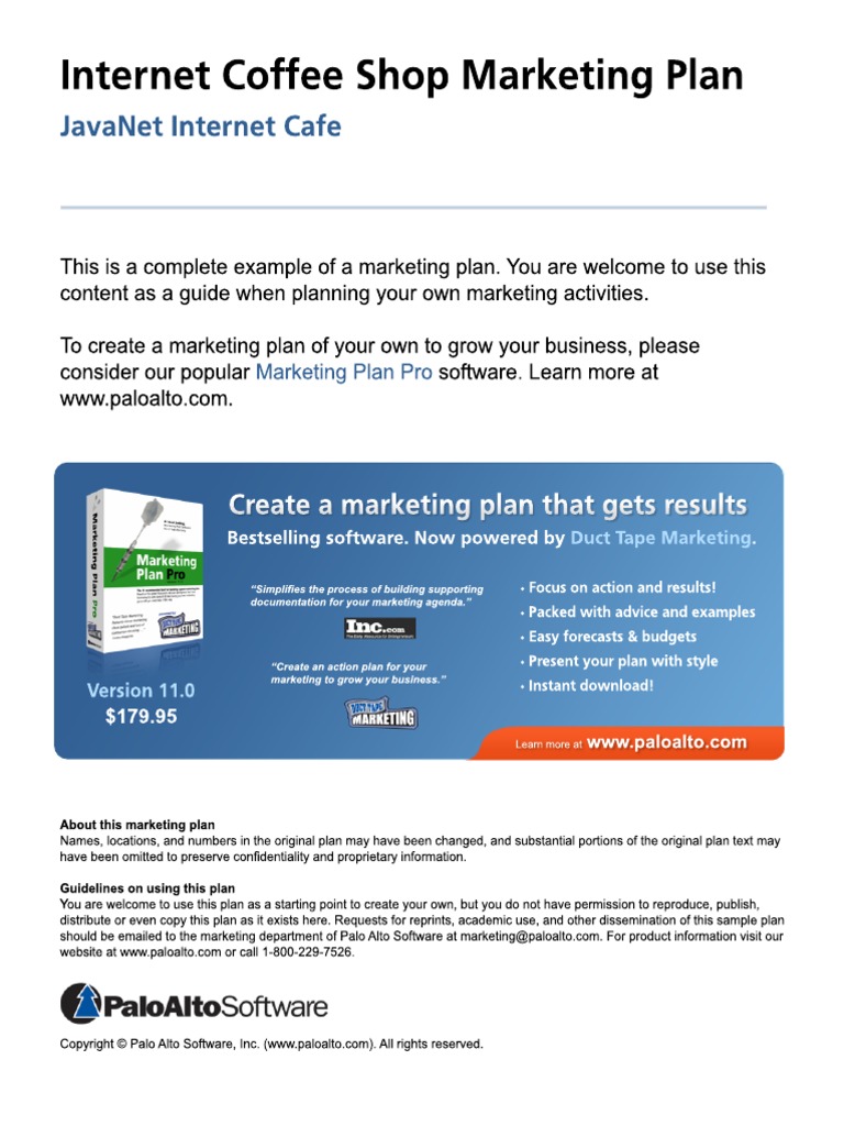 Internet Coffee Shop Marketing Plan | PDF | Internet | Pricing