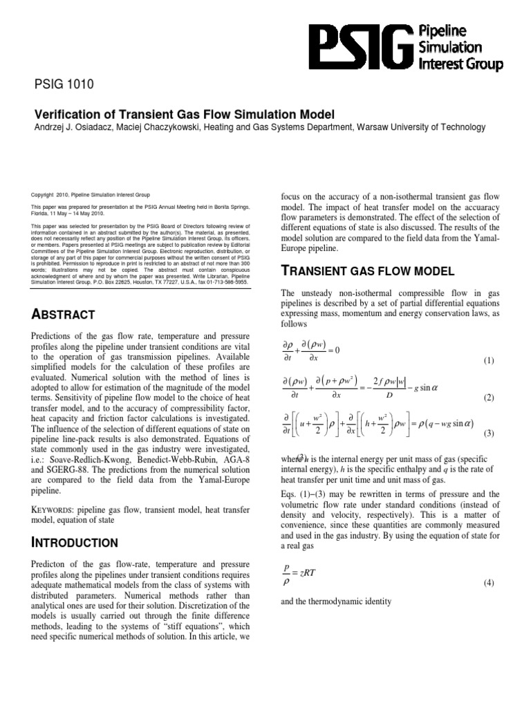 Verification of Transient Gas Flow Simulation Model | PDF | Fluid ...