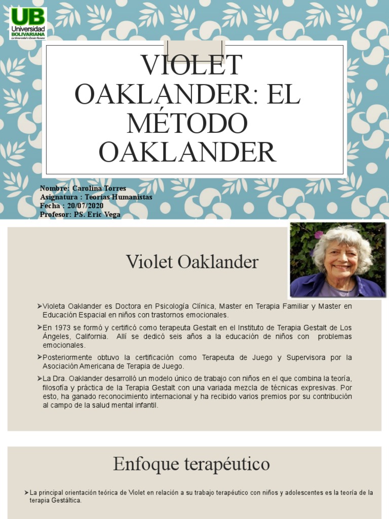Violet Oaklander Ps. Humanista | PDF | Terapia Gestalt | Psicoterapia