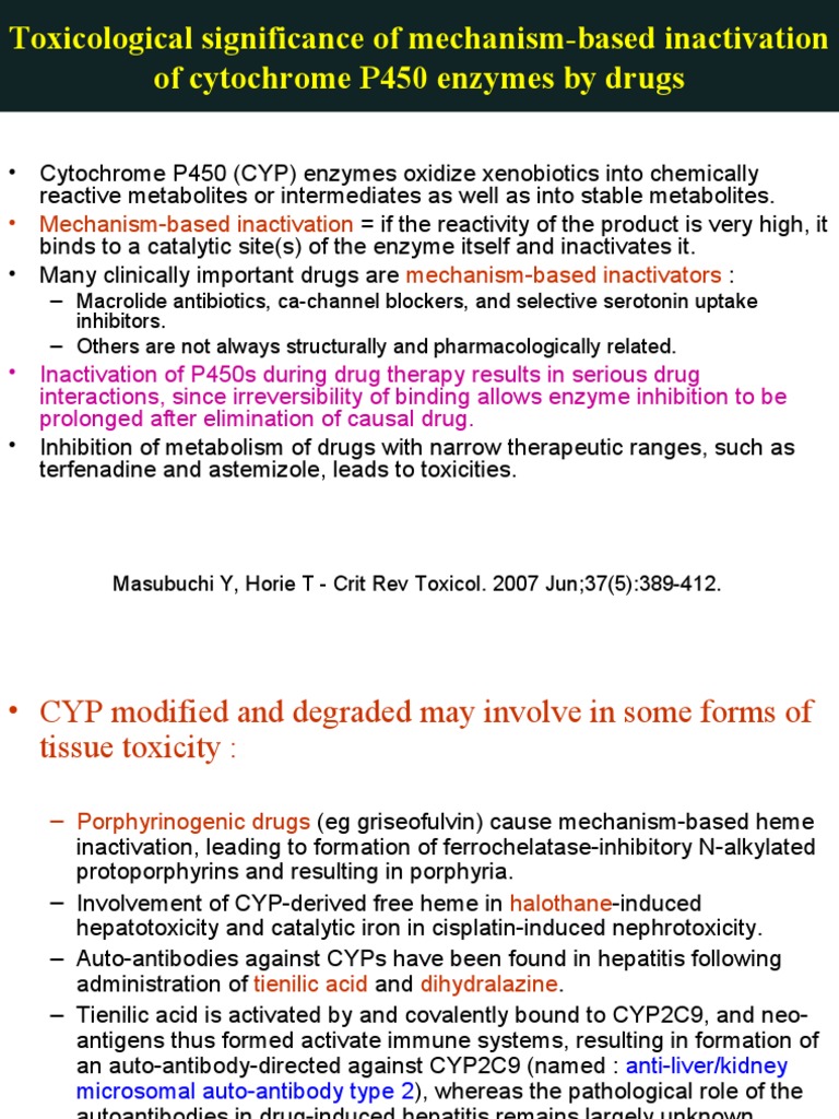 Mechanism-Based CYP450 Inactivation | PDF | Cytochrome P450 | Enzyme ...