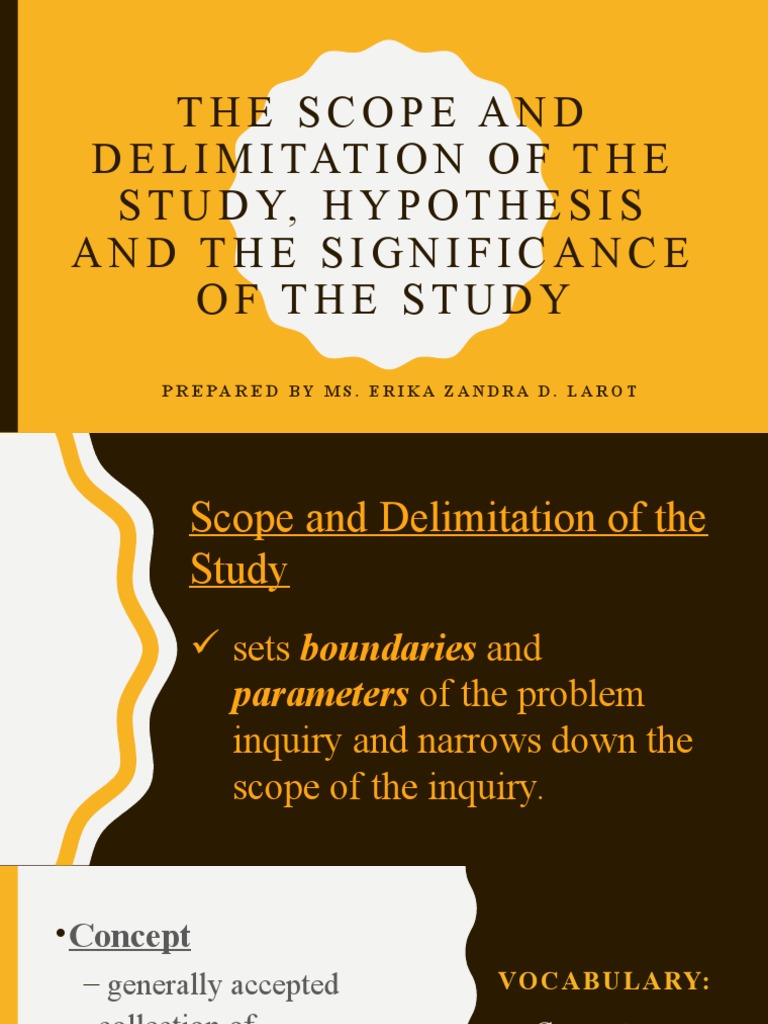 The Scope and Delimitation of The Study, Hypothesis and The Significance of The Study | PDF ...