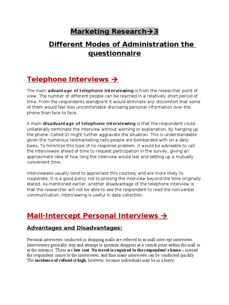 Modes of Administration of Questionnaire | PDF | Email Spam | Questionnaire