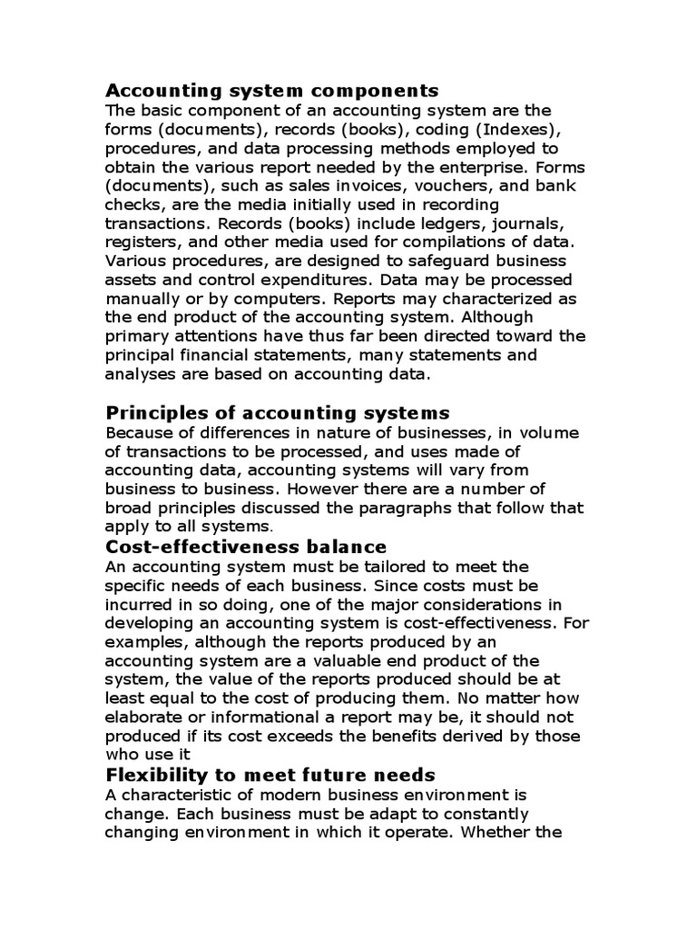 Accounting System Components | PDF | Internal Control | Accounting