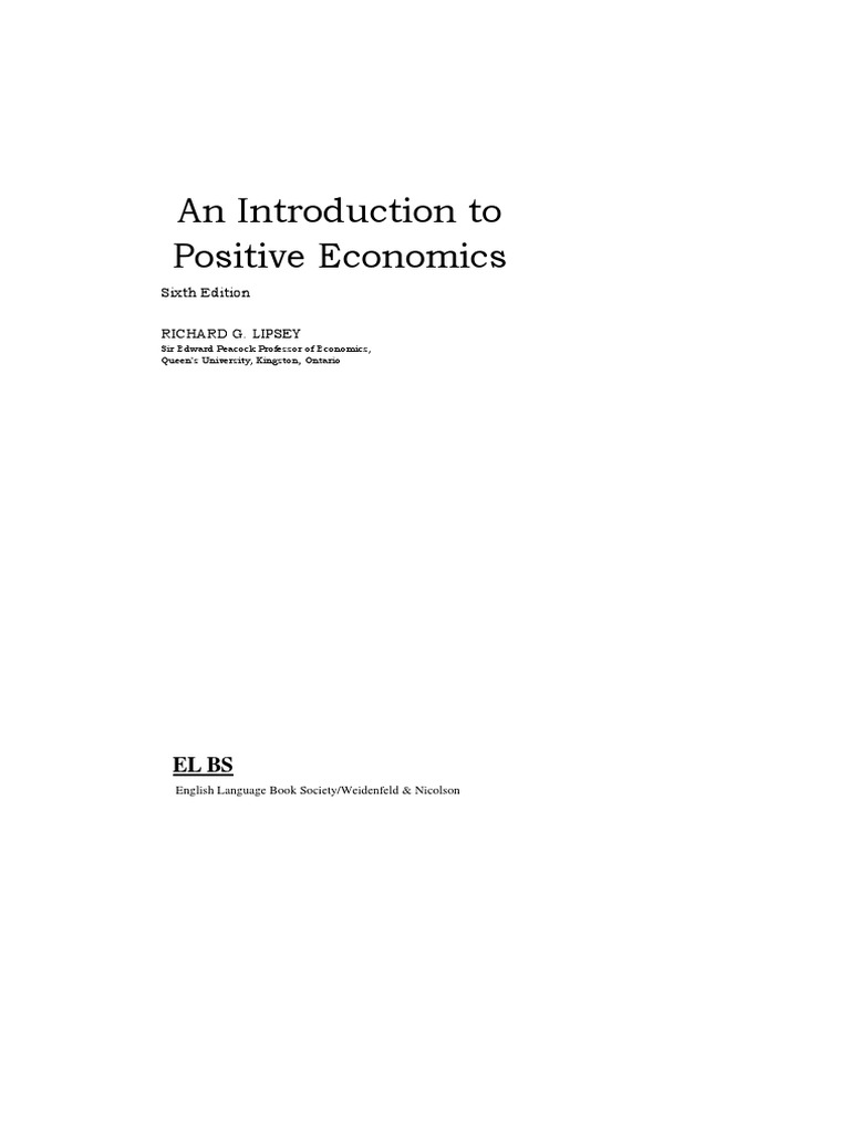 An Introduction To Positive Economics: El Bs | PDF | Theory ...