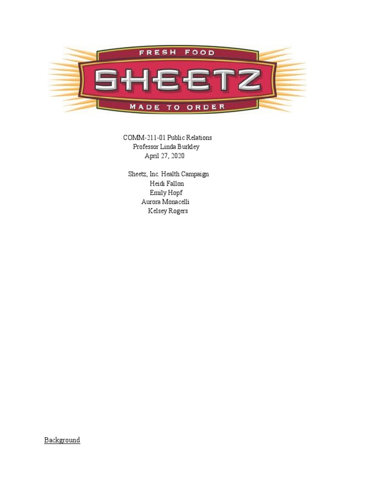 Sheetz PR Campaign Paper | Download Free PDF | Healthy Diet | Food And ...
