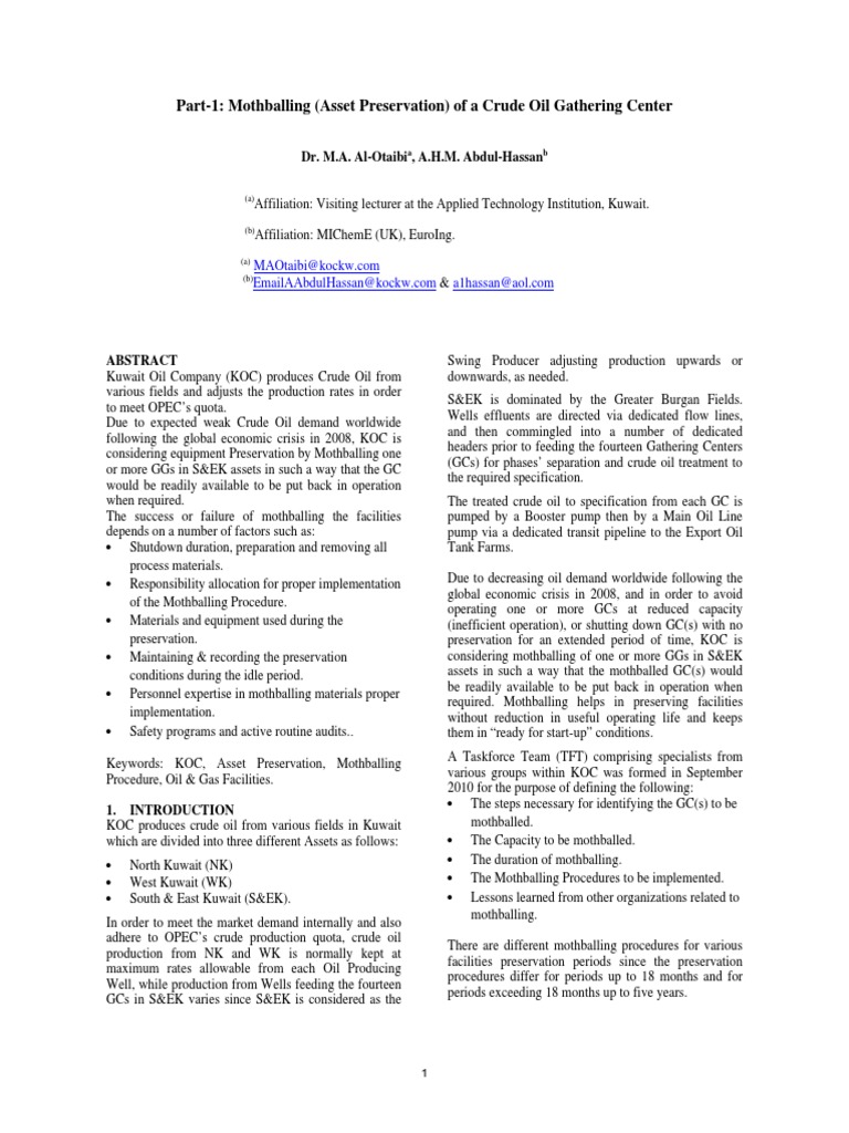 Mothballing of Equipment | PDF | Corrosion | Petroleum