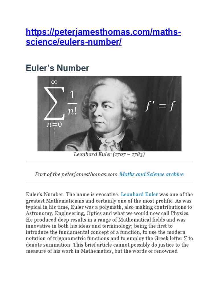 Eulers Number | Download Free PDF | Derivative | Exponentiation