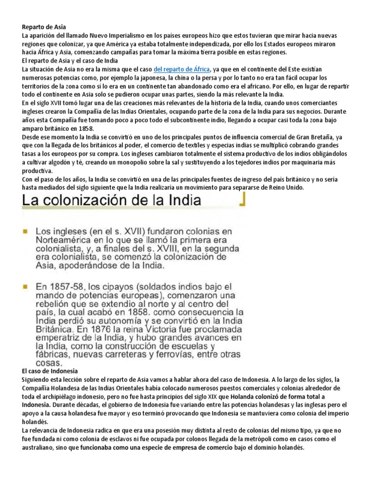 Reparto de Asia | Descargar gratis PDF | Colonialismo | Imperio Británico