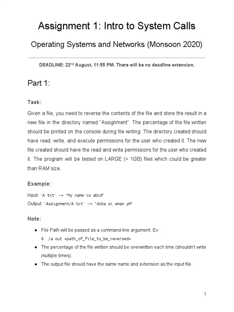 OSN Assignment 1 | PDF | Operating System Technology | Computer File