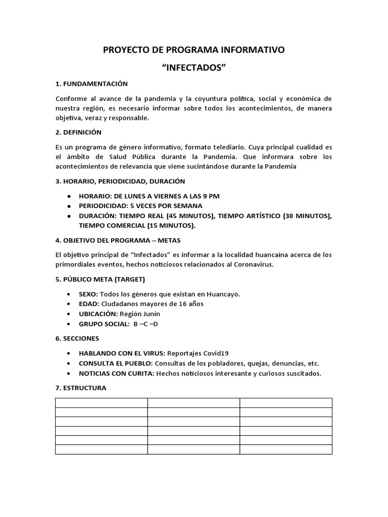 Proyecto de Programa Informativo | PDF