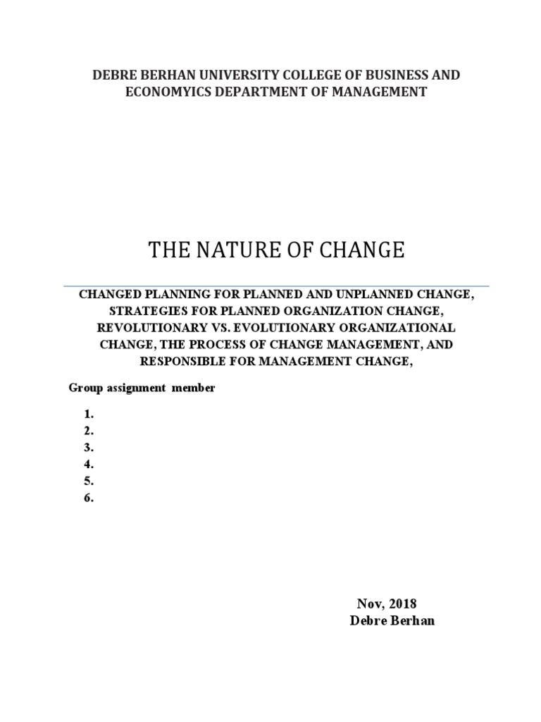 Changed Planning For Planned and Unplanned Change | PDF | Change ...