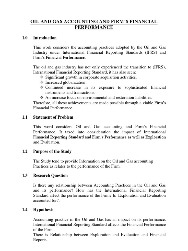 Oil and Gas Accounting and Firm'S Financial Performance | PDF ...