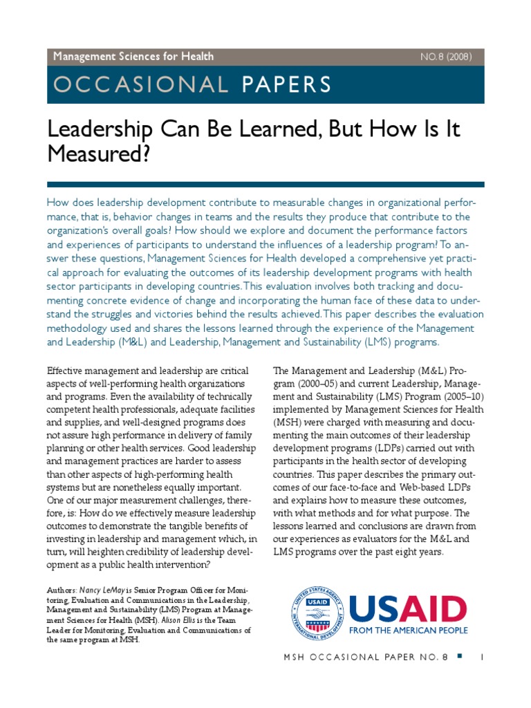 Measuring Leadership Development Outcomes | PDF | Sampling (Statistics ...