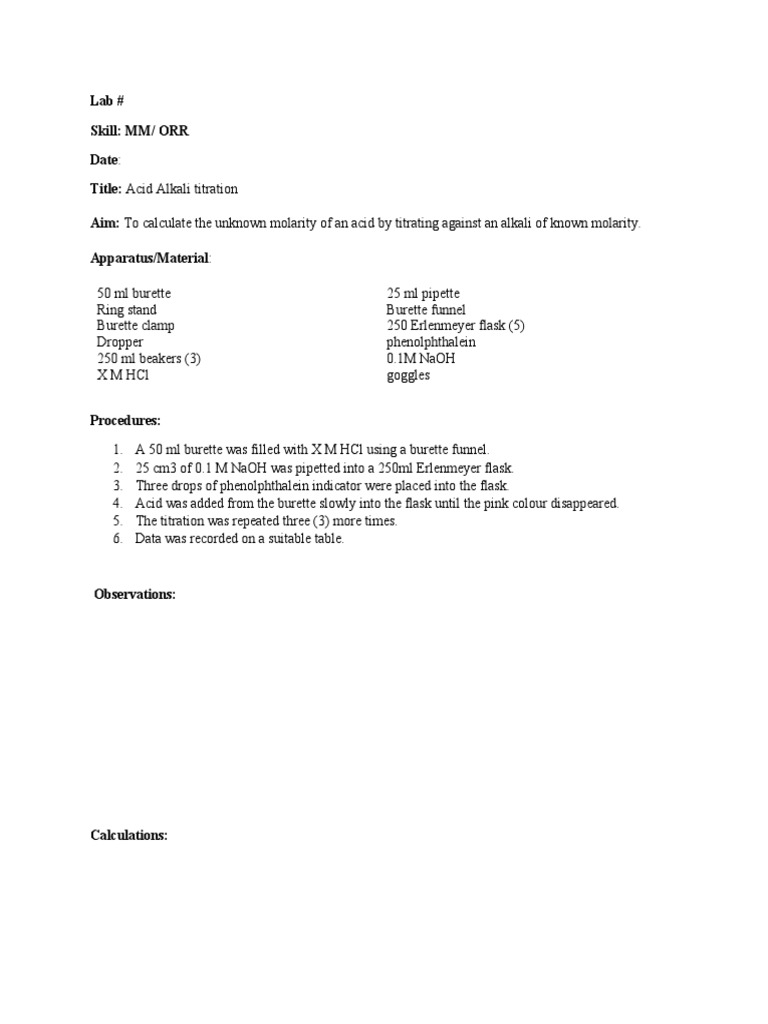 Titration Lab | PDF | Titration | Chemistry
