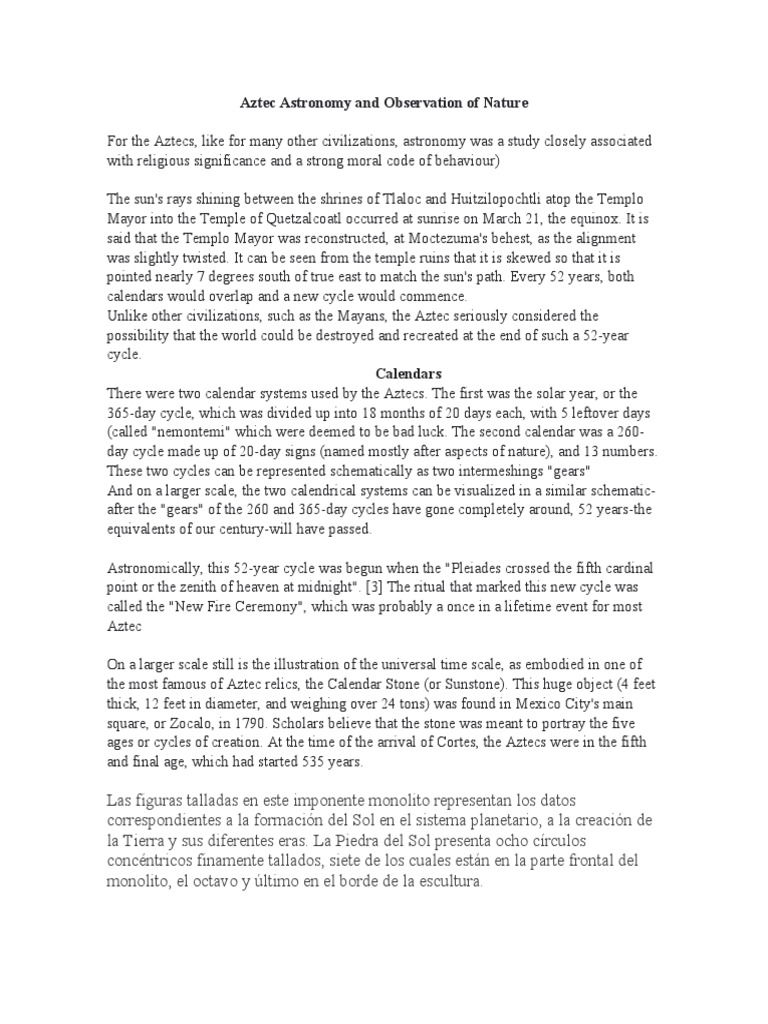 Aztec Astronomy and Observation of Nature | PDF | Aztec | Science