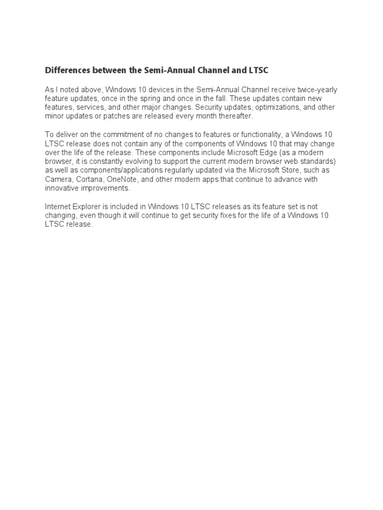 Differences Between The Semi-Annual Channel and LTSC | PDF