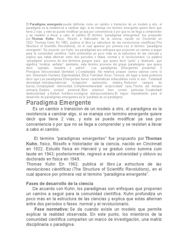 Paradigma Emergente | PDF | Paradigma | Vida