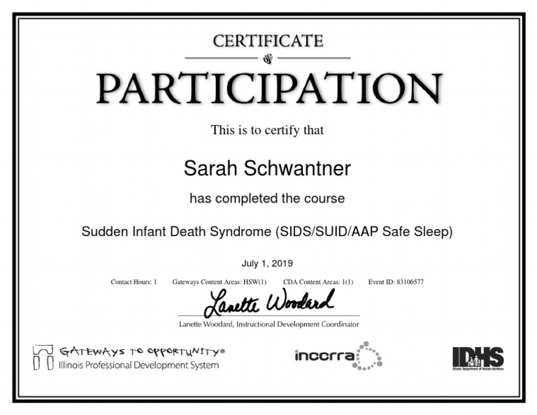 Sids Main 1 Complete Training View Certificate For Sudden Infant Death ...