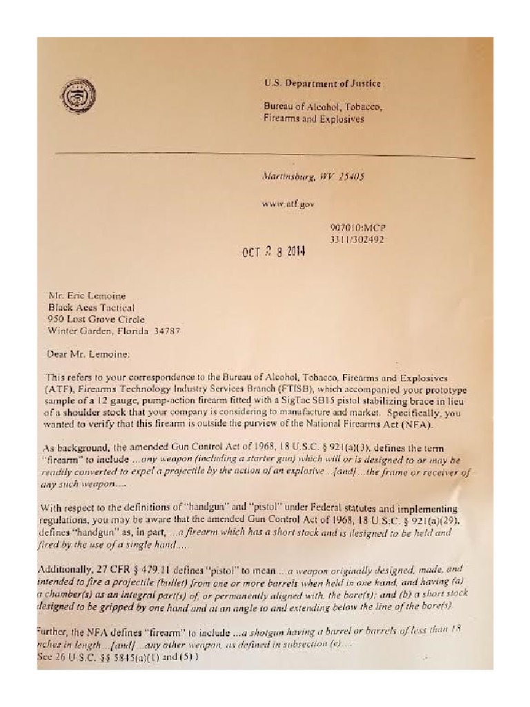 ATF Black Aces Tactical Letter | PDF