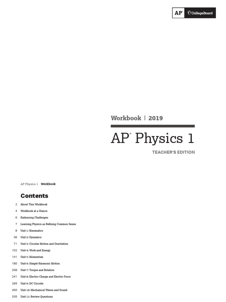 2019 AP Physics 1 Student Workbook - Teacher Edition PDF | PDF | Velocity | Speed